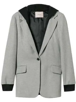 TWINSET Hooded Houndstooth Blazer
