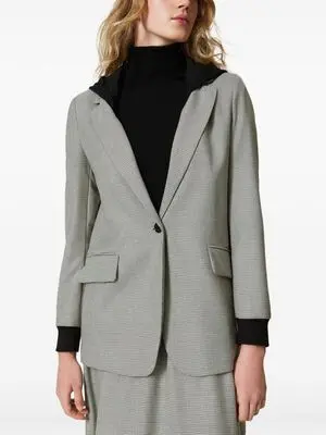 TWINSET Hooded Houndstooth Blazer