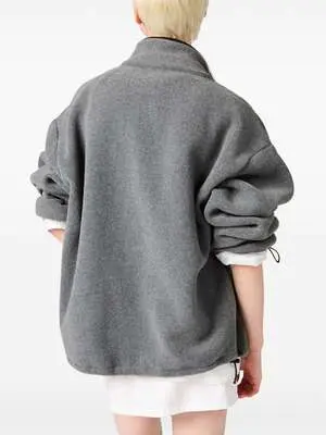 Miu Miu Fleece Sweatshirt With Embroidered Logo - Grey