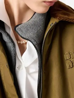 Miu Miu Fleece Sweatshirt With Embroidered Logo - Grey