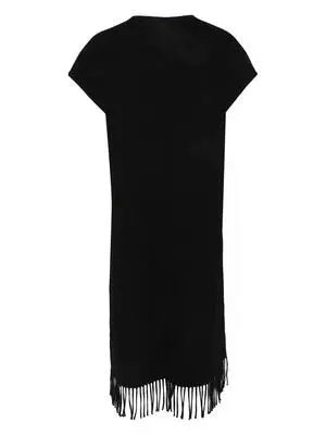 Goen.j Double-faced Fringed Dress - Black