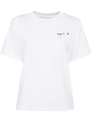 AGNES B. Logo-print Cotton T-shirt - White