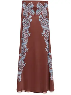 La DoubleJ Mix-print Midi Skirt
