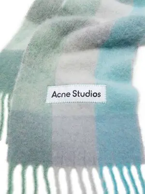 Acne Studios Logo-patch Checked Scarf - Grey