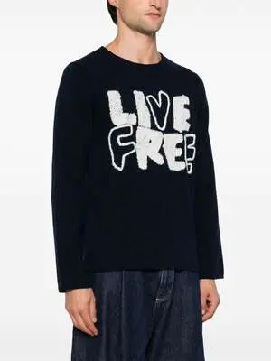 Comme Des Garçons X Fred Perry Live Free Jumper - Blue