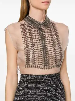 Alberta Ferretti Sequinned Semi-sheer Top