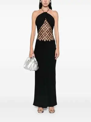 Christopher Esber Net-detail Silk Maxi Dress - Black