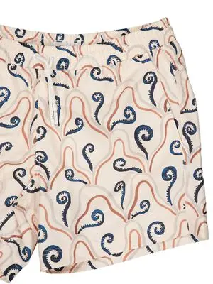Commas Plant-print Swim Shorts - Neutrals