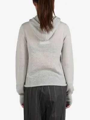 AMOMENTO Drawstring Hood Knit Hoodie