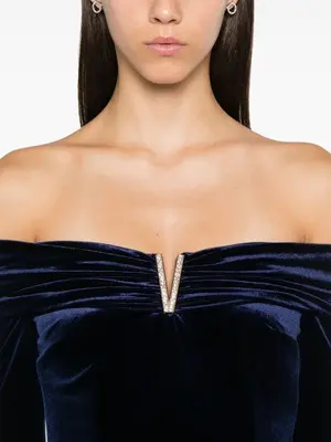 NISSA Off-shoulder Velvet Midi Dress