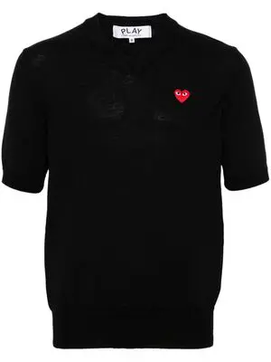 Play Comme Des Garcon Heart-patch Wool Jumper - Black