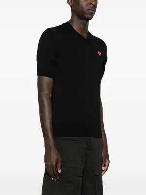 Play Comme Des Garcon Heart-patch Wool Jumper - Black