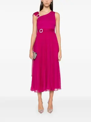 NISSA Pleated Silk Maxi Dress
