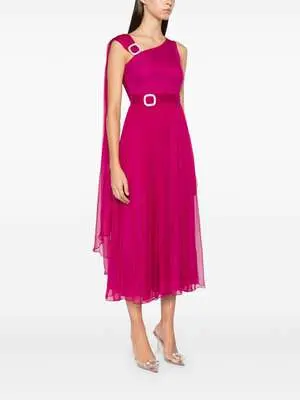 NISSA Pleated Silk Maxi Dress