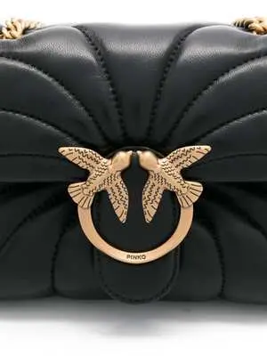 Pinko Love Bag Puff Butterfly Mini Nappa Leather Crossbody Bag - Black