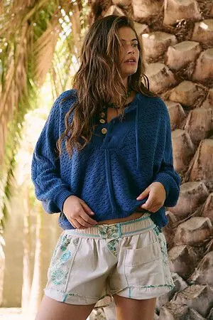 Free People Cabrera Sweater Pullover Summer Seas