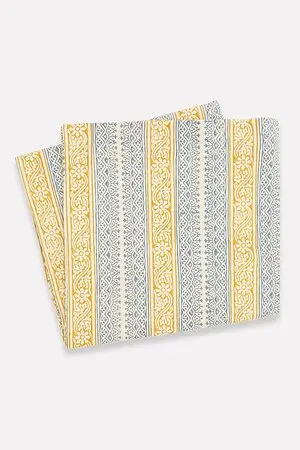 ANCHAL Floral Stripe Block Print Shower Curtain