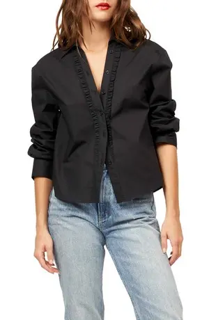 Equipment Aitana Ruffle Placket Shirt - True Black
