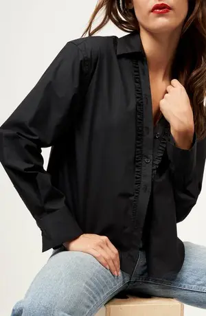 Equipment Aitana Ruffle Placket Shirt - True Black