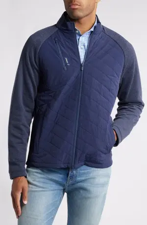 Johnnie-o Weller Lightweight Mixed Media Fleece Jacket - Navy