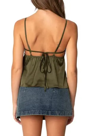 EDIKTED Blanca Lace Trim Camisole - Green