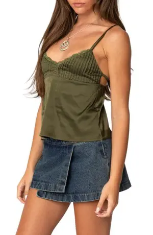 EDIKTED Blanca Lace Trim Camisole - Green