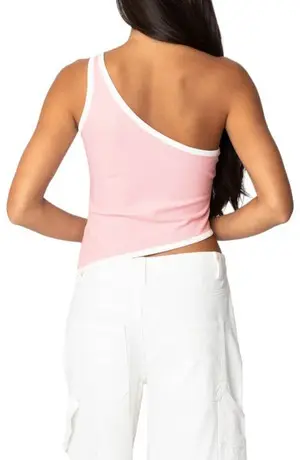EDIKTED Asymmetric One-shoulder Rib Top