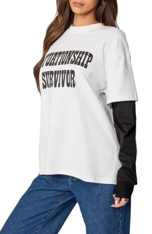 EDIKTED Situationship Oversize Layered Top