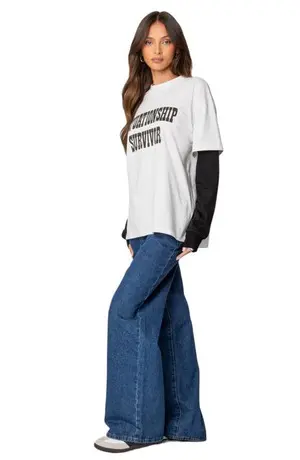 EDIKTED Situationship Oversize Layered Top
