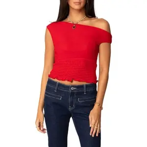 EDIKTED Jenny Scrunched One-shoulder Top