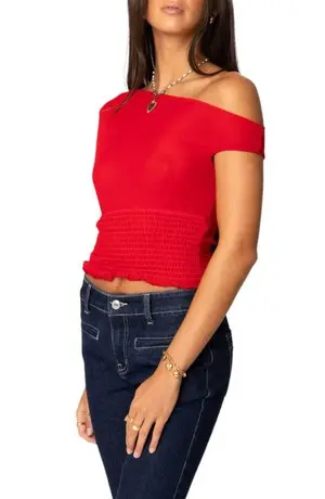 EDIKTED Jenny Scrunched One-shoulder Top