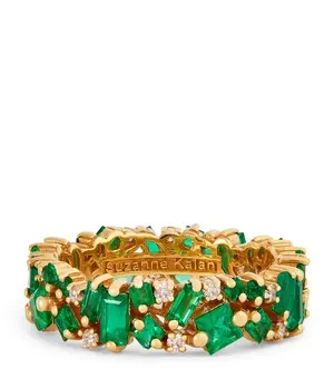 SUZANNE KALAN Emerald And Diamond Eternity Ring - Gold