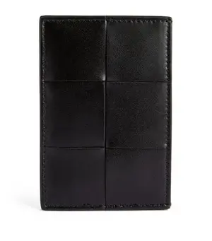 Bottega Veneta Leather Maxi Intrecciato Card Holder Grey