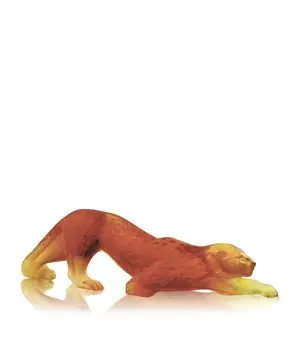 Lalique Zeila Panther Sculpture Amber