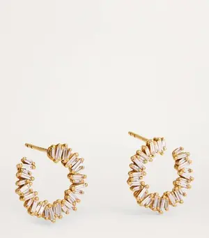 SUZANNE KALAN Yellow And Diamond Mini Hoop Earrings - Gold