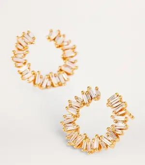 SUZANNE KALAN Yellow And Diamond Mini Hoop Earrings - Gold