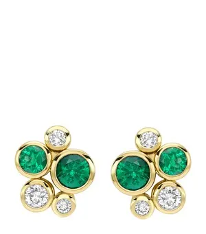 BOODLES Yellow Diamond And Emerald Stud Earrings