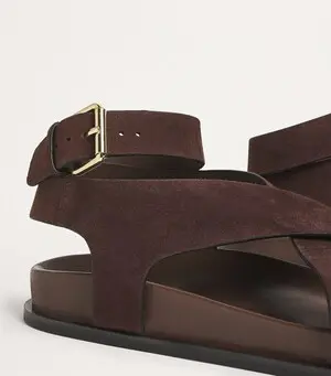 A.emery Jalen Suede Ankle Strap Sandals - Brown