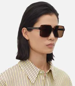 Bottega Veneta Rectangular Frame Sunglasses - Grey