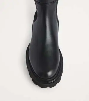 ALLSAINTS Leather Knee-high Chelsea Boots - Black