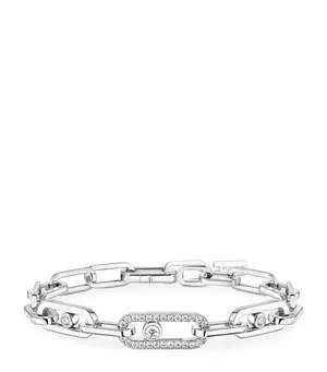 Messika Move Link White Gold And Diamond Chain Bracelet - Silver