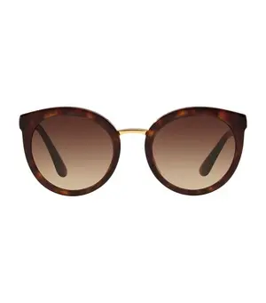 Dolce & Gabbana Tortoiseshell Round Sunglasses - Brown