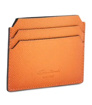 Santoni Leather Card Holder - Orange