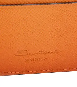 Santoni Leather Card Holder - Orange