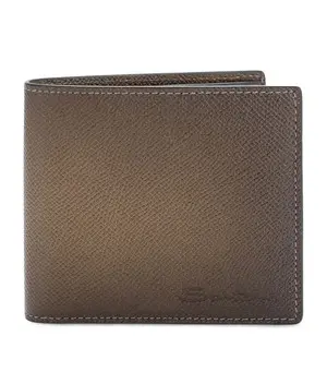 Santoni Leather Ombré Bifold Wallet Green