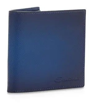 Santoni Leather Ombré Bifold Wallet - Navy
