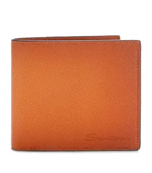 Santoni Leather Ombré Bifold Wallet Orange