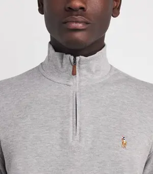 Polo Ralph Lauren Cotton Quarter Zip Sweater - Grey