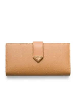 Prada Large Saffiano Leather Bifold Wallet Neutral