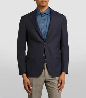 Corneliani Hopsack Wool Blazer - Navy